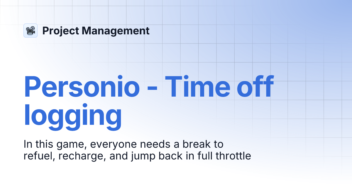 Personio - Time off logging | Project Management