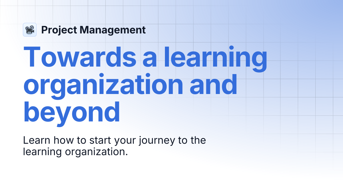 Towards a learning organization and beyond | Project Management